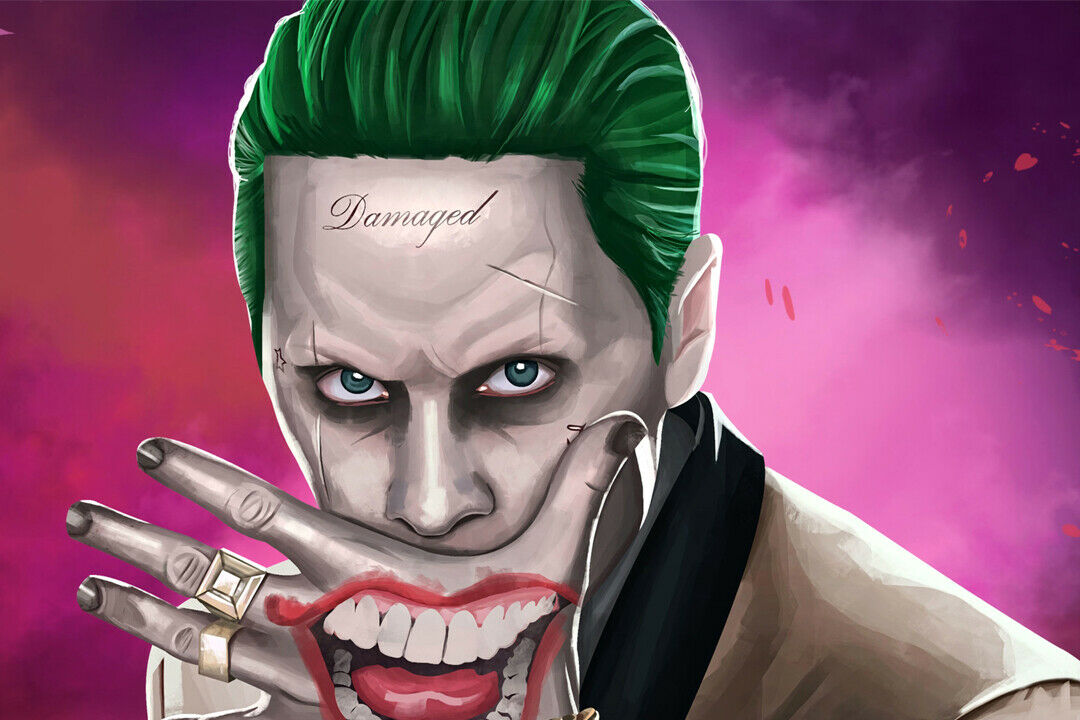 363862 SUICIDE SQUAD Joker Damaged Forehead Tattoo Art Wall Print ...