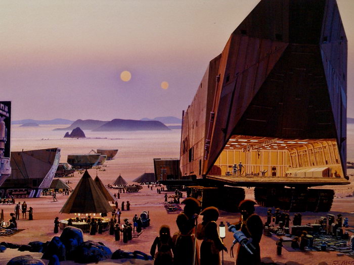 V0774 SANDCRAWLER JAWAS Tatooine Painting Star Wars POSTER PRINT ...
